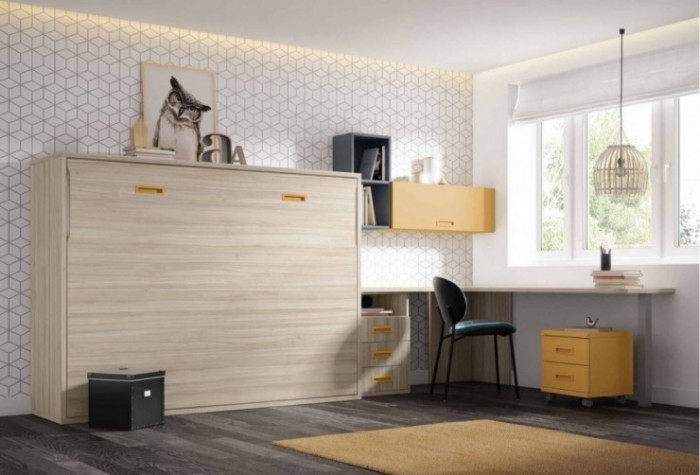 Dormitorio juvenil con cama abatible Fuli | Juvenil - Muebleselparaiso